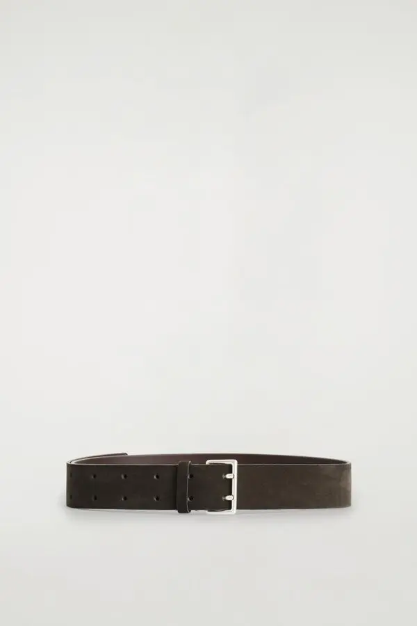 Cos Double-prong Suede Belt - Brown