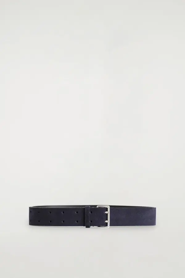 Cos Double-prong Suede Belt - Navy