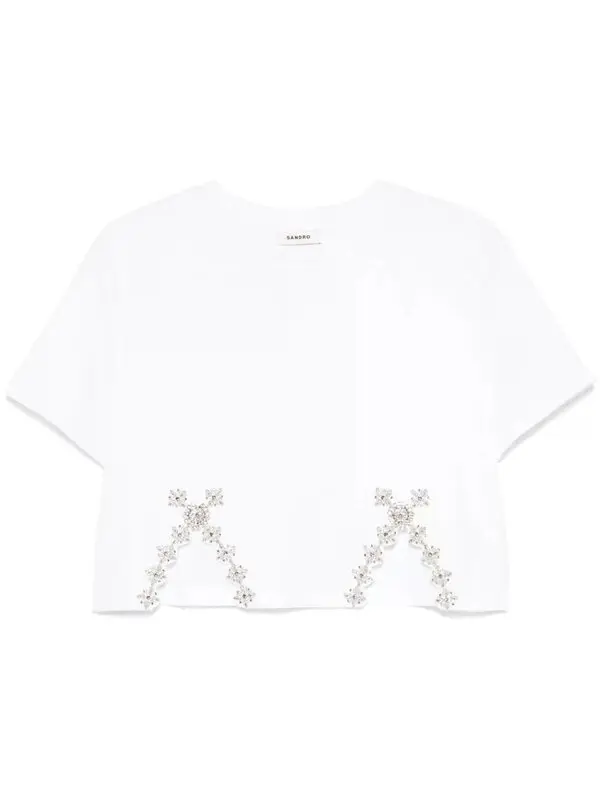 Sandro Rhinestone-embellished T-shirt - White