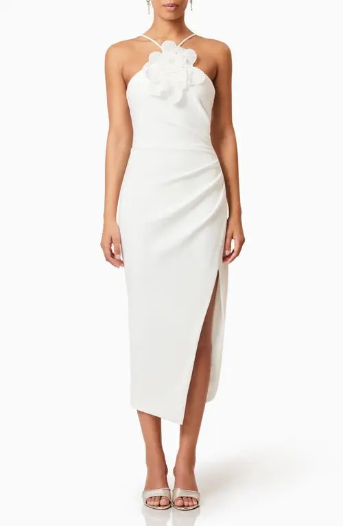 ELLIATT Janelle Floral Appliqué Halter Neck Midi Dress
