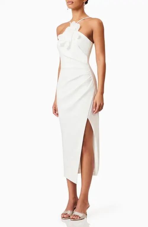 ELLIATT Janelle Floral Appliqué Halter Neck Midi Dress