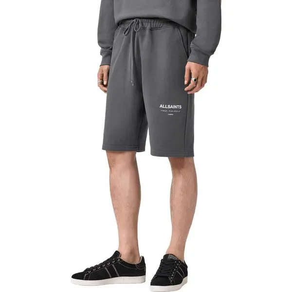 ALLSAINTS Underground Relaxed Fit Organic Cotton Sweat Shorts - Dark Steel Blue