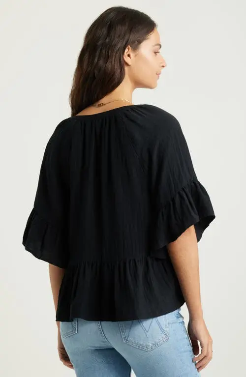 Treasure & Bond Ruffle Peplum Top - Black