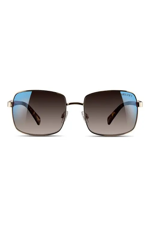 VELVET EYEWEAR Rectangle Sunglasses - Gold 1