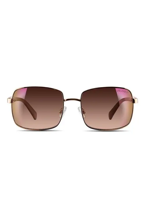 VELVET EYEWEAR Rectangle Sunglasses - Rose Gold 1