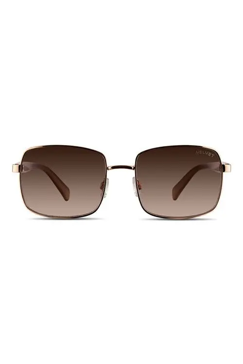 VELVET EYEWEAR Rectangle Sunglasses - Rose Gold 2