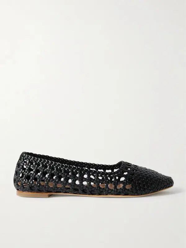 Staud Nell Woven Leather Ballet Flats - Black
