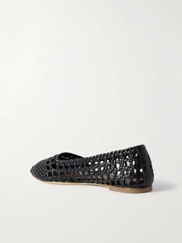 Staud Nell Woven Leather Ballet Flats - Black
