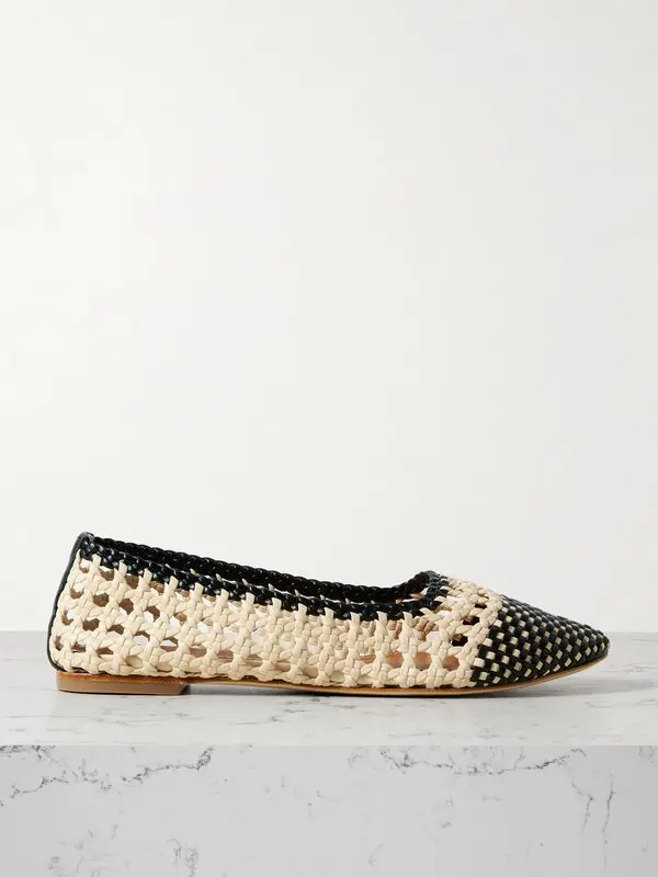 Staud Nell Woven Leather Ballet Flats - Cream