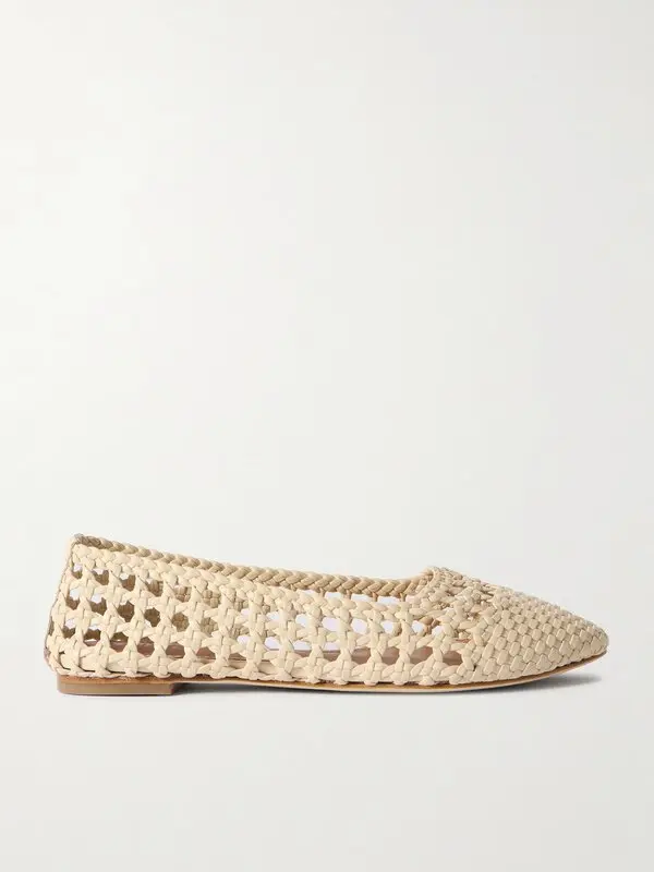 Staud Nell Woven Leather Ballet Flats - Cream