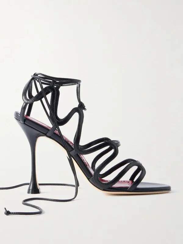 Manolo Blahnik Fawda 105 Leather Sandals - Black
