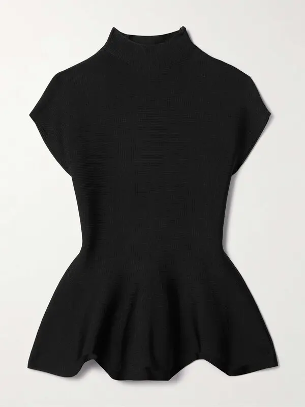 Khaite Andra Stretch-knit Peplum Top - Black