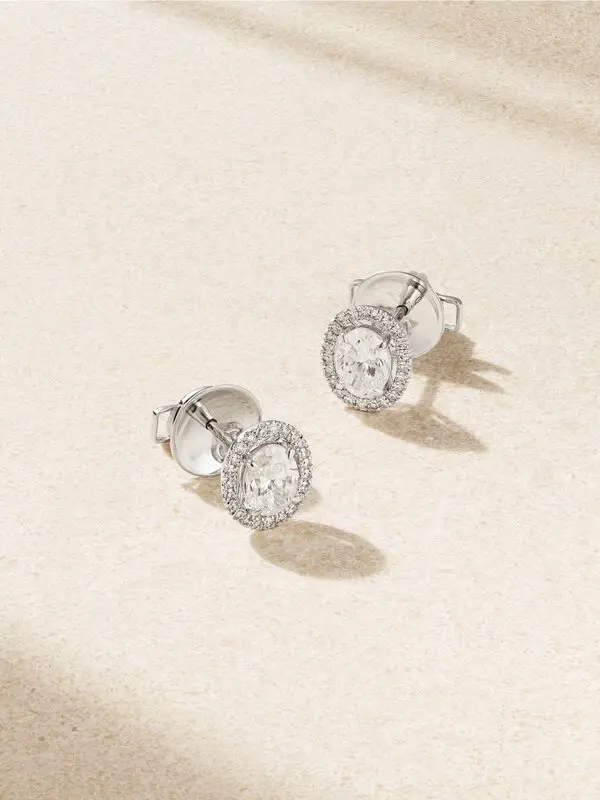 DAVID MORRIS 18-karat White Gold Diamond Earrings - Silver