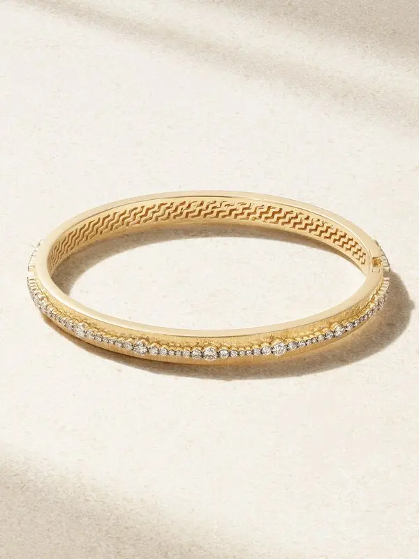 Ileana Makri Ripple Diamond Bangle - Gold