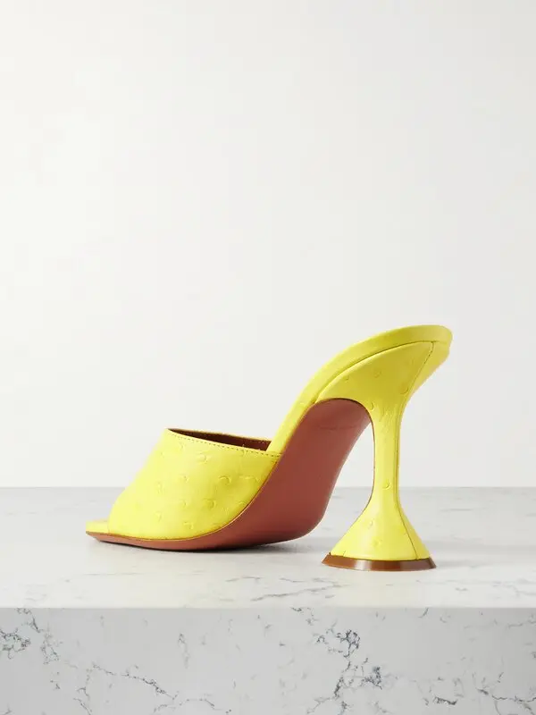 Amina Muaddi Lupita Ostrich-effect Leather Mules