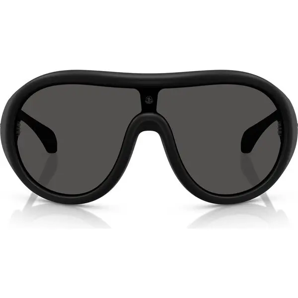 Moncler Cloche Polarized Pilot Shield Sunglasses - Matte Black