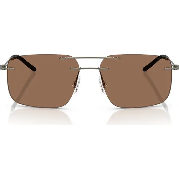 Moncler 56mm Rimless Rectangular Sunglasses - Dark Brown