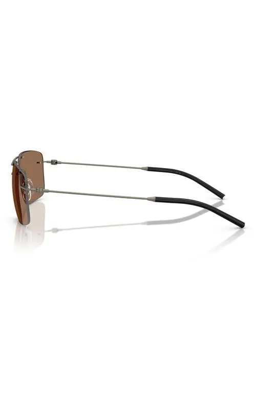 Moncler 56mm Rimless Rectangular Sunglasses - Dark Brown