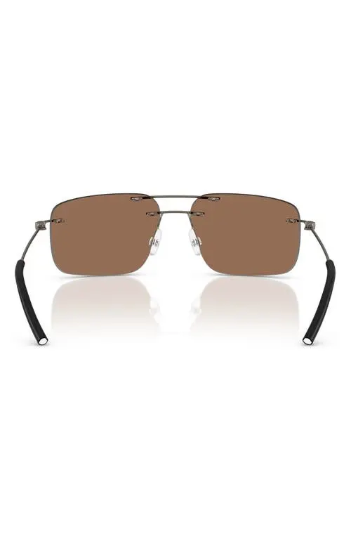 Moncler 56mm Rimless Rectangular Sunglasses - Dark Brown