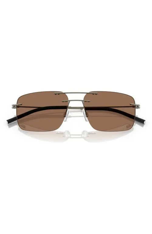 Moncler 56mm Rimless Rectangular Sunglasses - Dark Brown