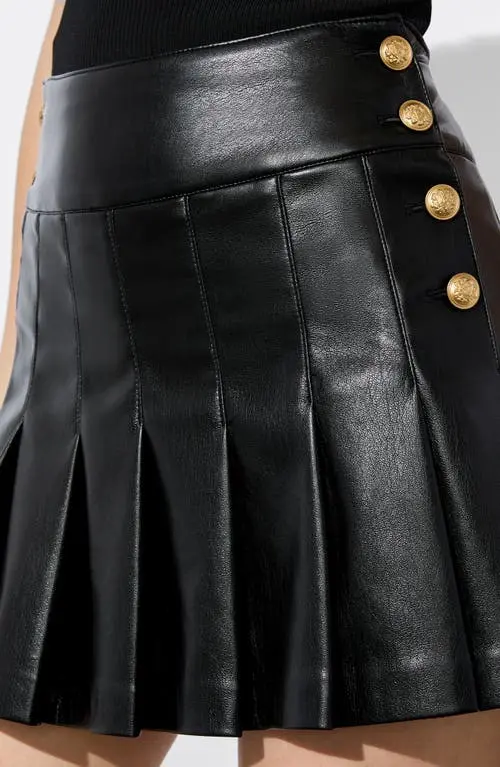 Alice + Olivia Lanna Pleated Faux Leather Miniskirt