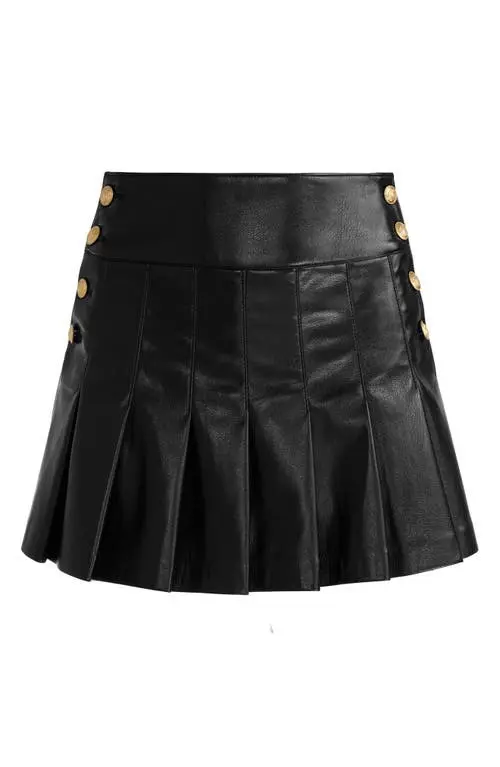 Alice + Olivia Lanna Pleated Faux Leather Miniskirt