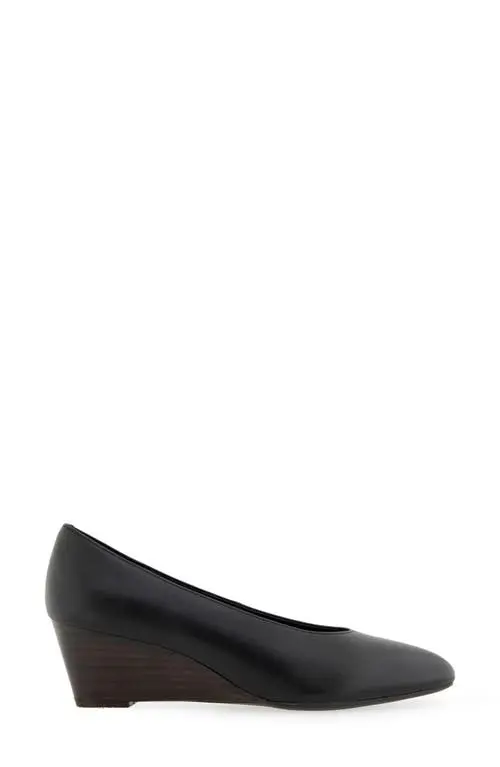 Aerosoles Caruzo Leather Wedge Pump - Black Leather