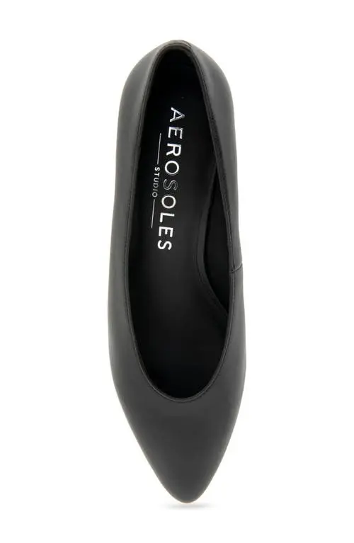 Aerosoles Caruzo Leather Wedge Pump - Black Leather