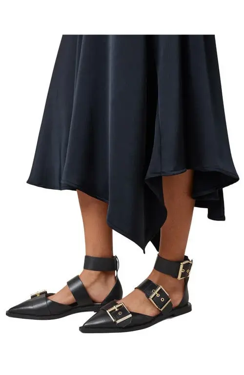 ALLSAINTS Sutton Ankle Strap Pointed Toe Flat - Black