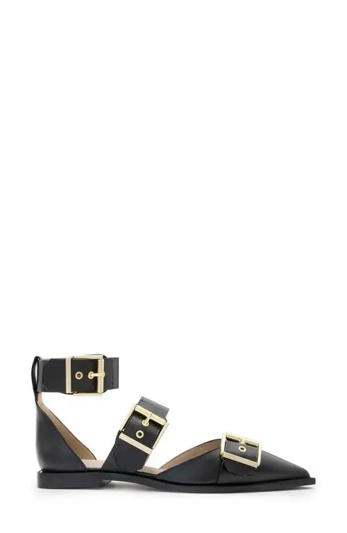 ALLSAINTS Sutton Ankle Strap Pointed Toe Flat - Black