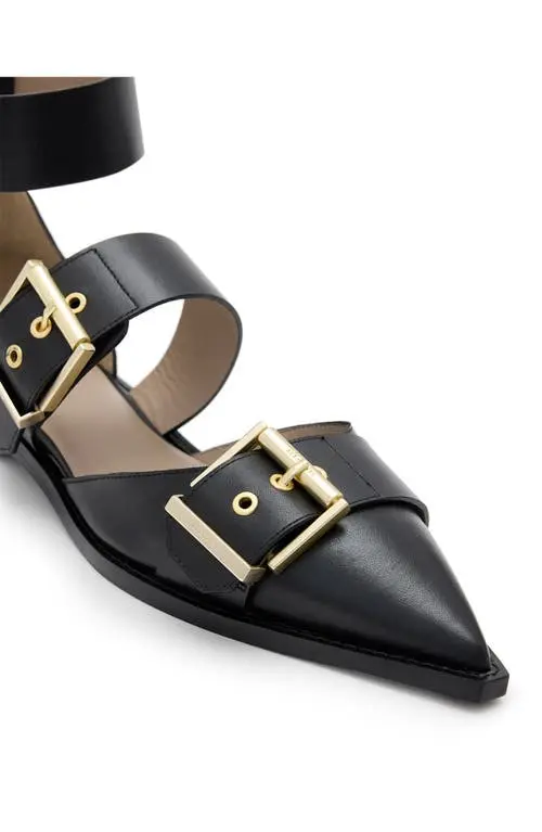 ALLSAINTS Sutton Ankle Strap Pointed Toe Flat - Black