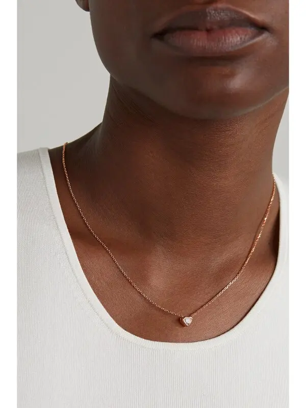 ANITA KO 18-karat Rose Diamond Heart Pendant Necklace