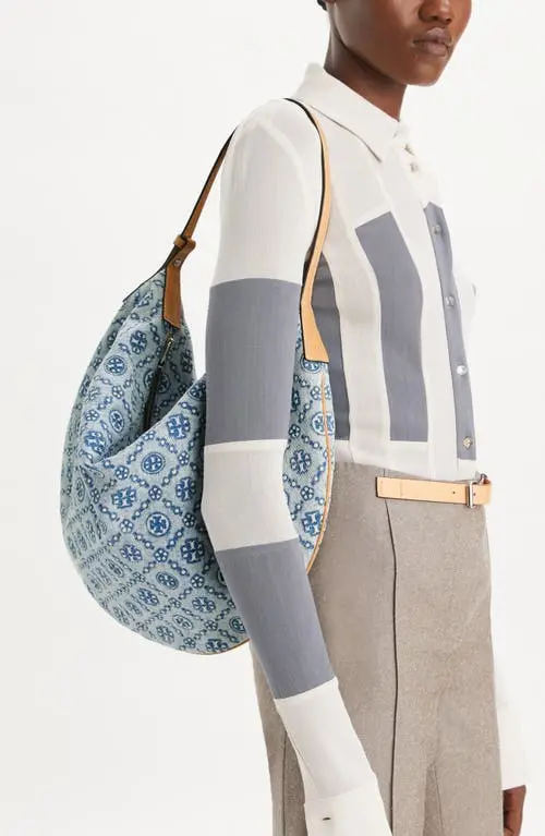 Tory Burch T Monogram Denim Shoulder Bag
