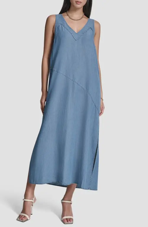 Dkny Sleeveless Chambray Midi Dress - Stream
