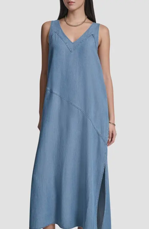 Dkny Sleeveless Chambray Midi Dress - Stream