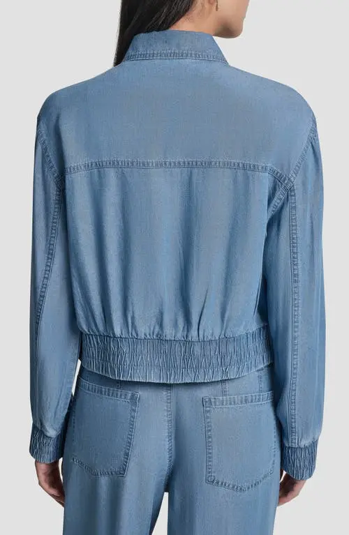 Dkny Front Zip Chambray Bomber - Stream Wash