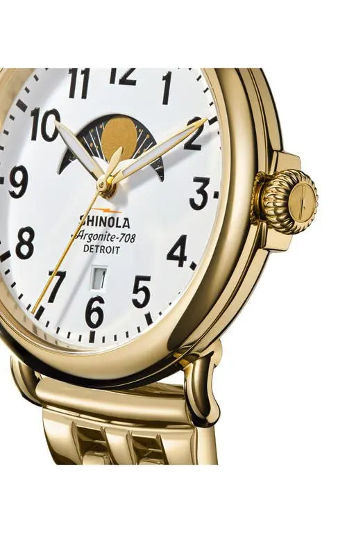 Shinola The Runwell Moon Phase Bracelet Watch - White