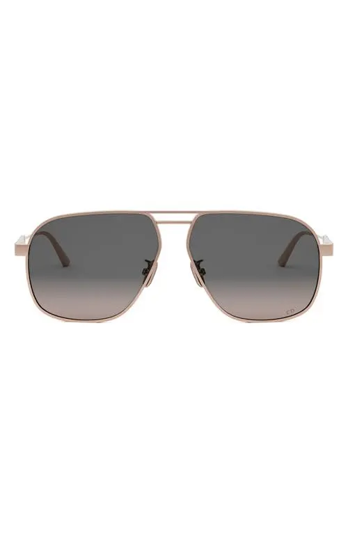 Dior Cannage A3u 58mm Aviator Sunglasses - Shiny Rose Gold / Smoke