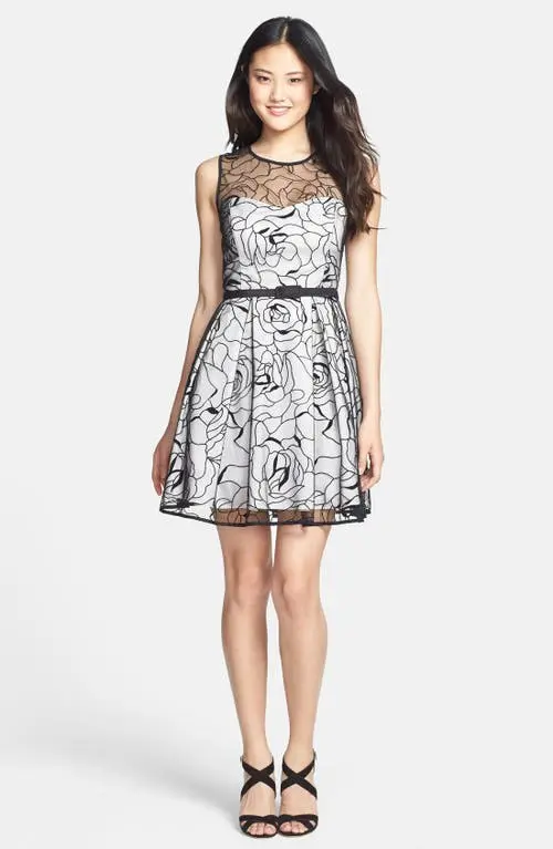 Eliza J Sleeveless Floral Fit-and-flare Dress