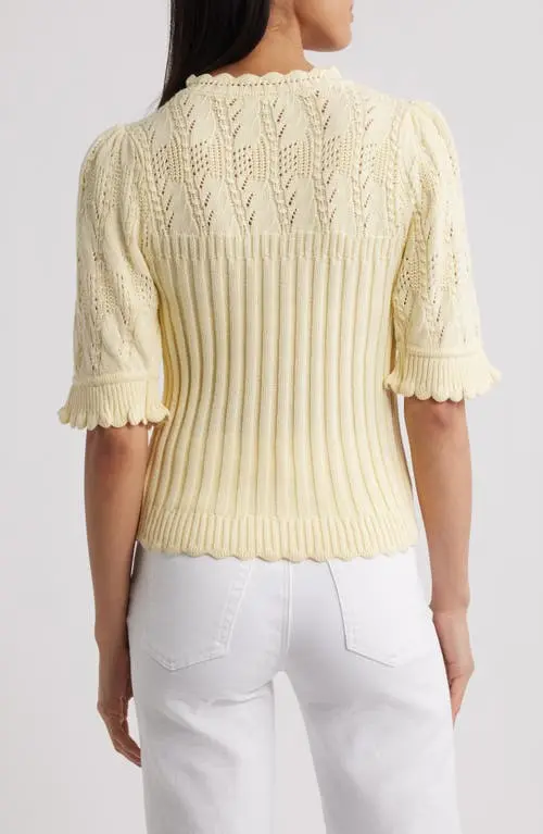 Wit & Wisdom Mixed Stitch Elbow Sleeve Sweater - Butter Cream