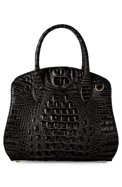 Brahmin Rosetta Croc Embossed Leather Satchel - Black