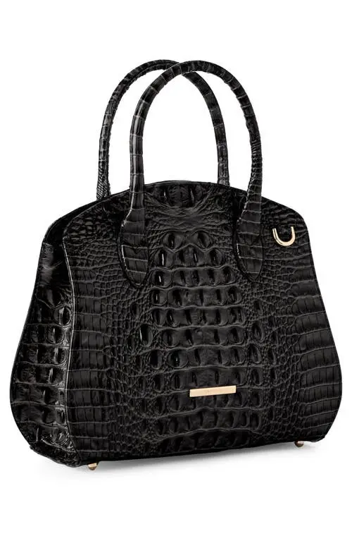 Brahmin Rosetta Croc Embossed Leather Satchel - Black