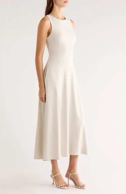 Halogen Contrast Topstitch Sleeveless Midi Dress - Silver Birch