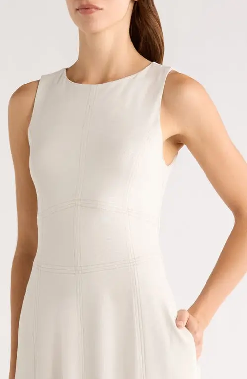 Halogen Contrast Topstitch Sleeveless Midi Dress - Silver Birch