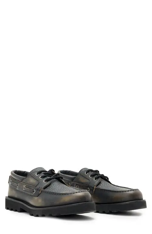 ALLSAINTS Skiff Leather Boat Shoe - Black/brown