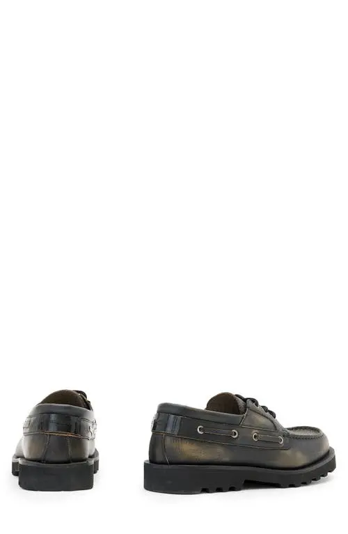 ALLSAINTS Skiff Leather Boat Shoe - Black/brown
