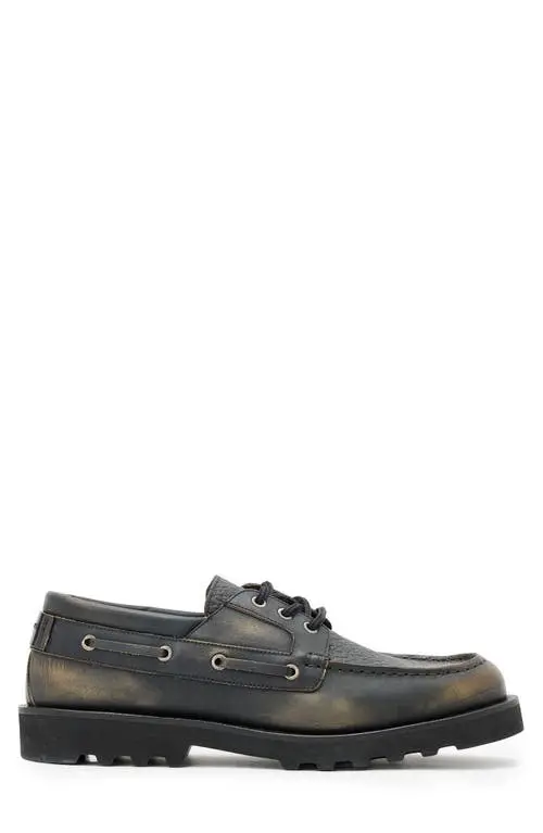 ALLSAINTS Skiff Leather Boat Shoe - Black/brown