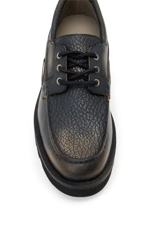 ALLSAINTS Skiff Leather Boat Shoe - Black/brown