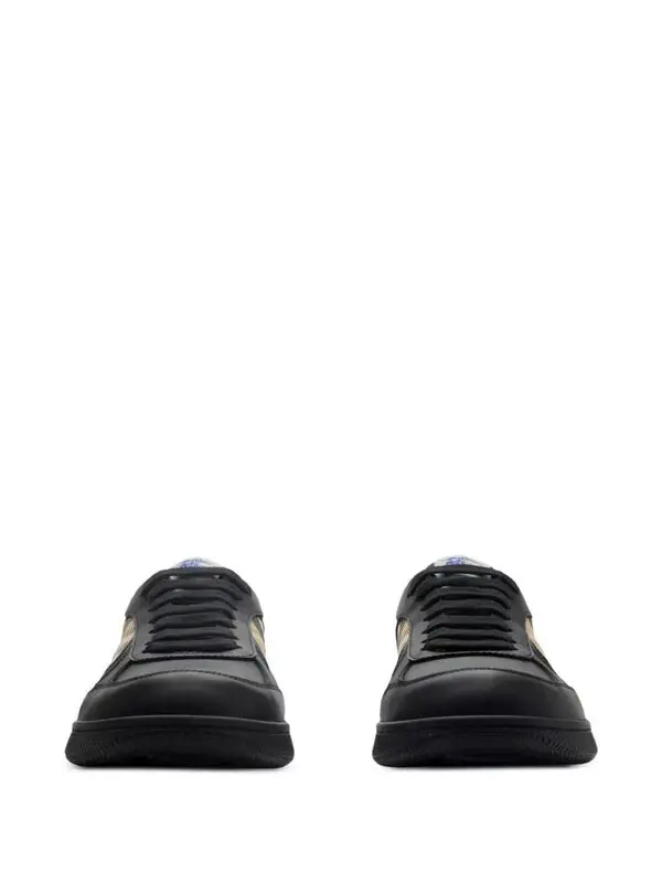 Burberry Checked Leather Sneakers - Black