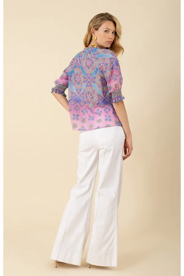 Hale Bob Eileen Voile Top - Blue
